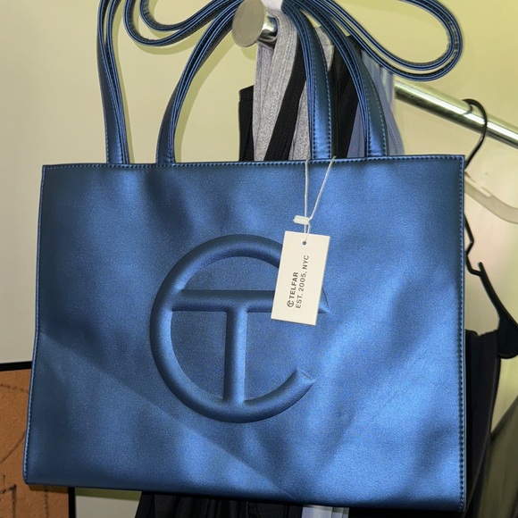 Telfar | Bags | Telfar Metallic Blue Tote Bag | Poshmark